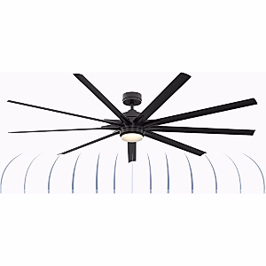 Fanimation FPD8159BLW Odyn 84 inch Indoor/Outdoor Ceiling Fan with Black Blades and LED Light Kit