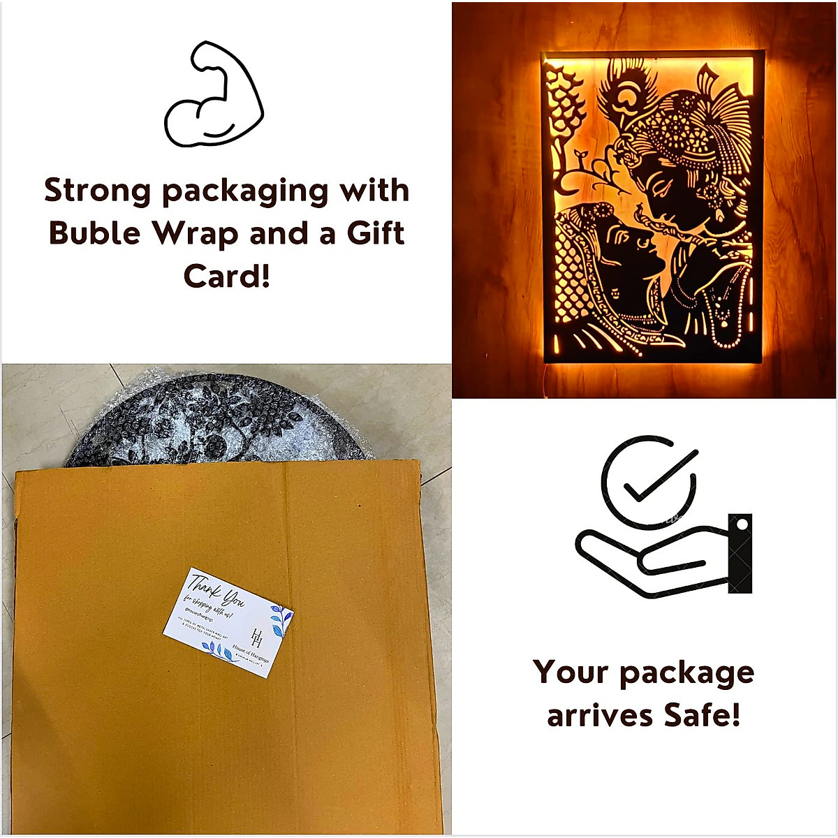 EU Radha Krishna Metal Wall Art Hanging With Backlight Led For Pooja Room Home Deco Lights For Mandir Krishna Swing Jhula Antique Metal Flute Wall Decor For Living Room Big Size