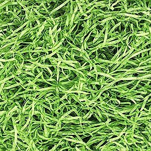 1LB Easter Green Grass Basket Filler Easter Grass Paper Shred Recyclable Paper Green Raffia Grass for Easter Party Eggs Decor Gift Basket Filler（500g/17.6oz）