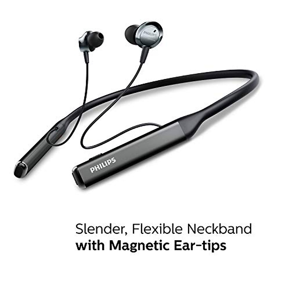 Philips Wireless Neckband Headphones PN505 with Active Noise Canceling, Voice Assistance, Up to 14hours Play time, Hi-Res Audio (TAPN505BK), Black