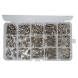 HVAZI 480pcs Metric M2 M2.5 M3 Stainless Steel Hex Socket Head Cap Screws Nuts Assortment Kit