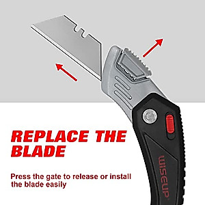 WISEUP lightweight razor blades utility knife,2 pack folding small and safety box cutter quick-change with 10pcs blades refills for boxes cartons,office,DIY,camping