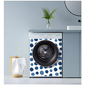 HAOKHOME Boho Peel and Stick Wallpaper Watercolor Brush Strokes Dots Removable Indigo Blue/White Vinyl Self Adhesive Contactpaper 17.7in x 9.8ft