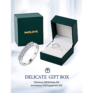 IMOLOVE Moissanite Wedding Band for Women Eternity Bands Moissanite Wedding Rings for Women Sterling Siver Ring Anniversary Band White Gold Plated Size 7