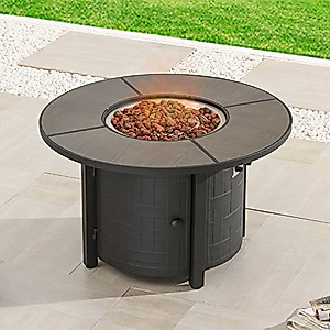 Top Space Propane Fire Pit Table Outdoor Gas Fire Pit Patio Fire Table CSA Certification 50,000 BTU Auto-Ignition, 42 Inch, Round, Bronze