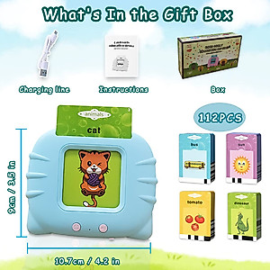 BAOXUE Toddler Learning Toys for 1 2 3 4 Year Old Girls Boys,Educational Toys for Toddlers Ages 2-4,Talking Flash Cards with 224 Sight Word,Speech Therapy Autism Toys Birthday Gift for Kids 1-3 (A)