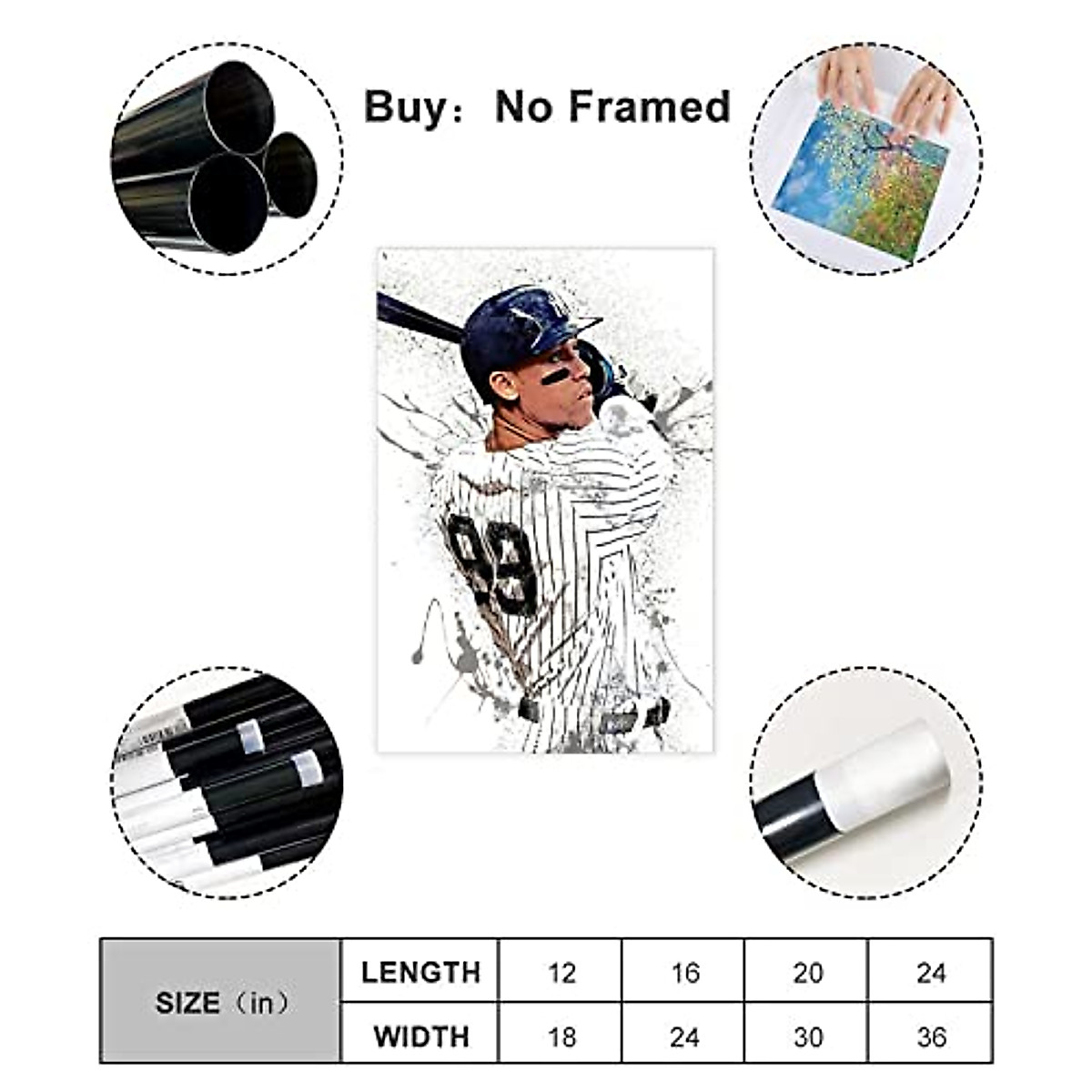 ChicReed Judge Baseball Poster 1 Canvas Wall Art Decor Print Picture Paintings for Living Room Bedroom Decoration Unframe:12x18inch(30x45cm)