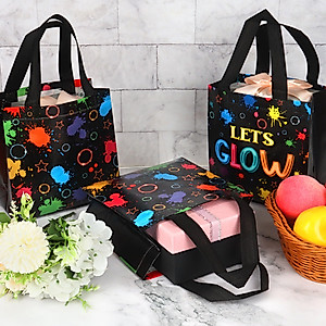 Latwerd 24Pack Glow in the Dark Party Gift Bag Canvas Bag Eco-friendly Reusable Shopping Bag Candy Gift Bag Suitable for Birthday Party Gift Storage Bag