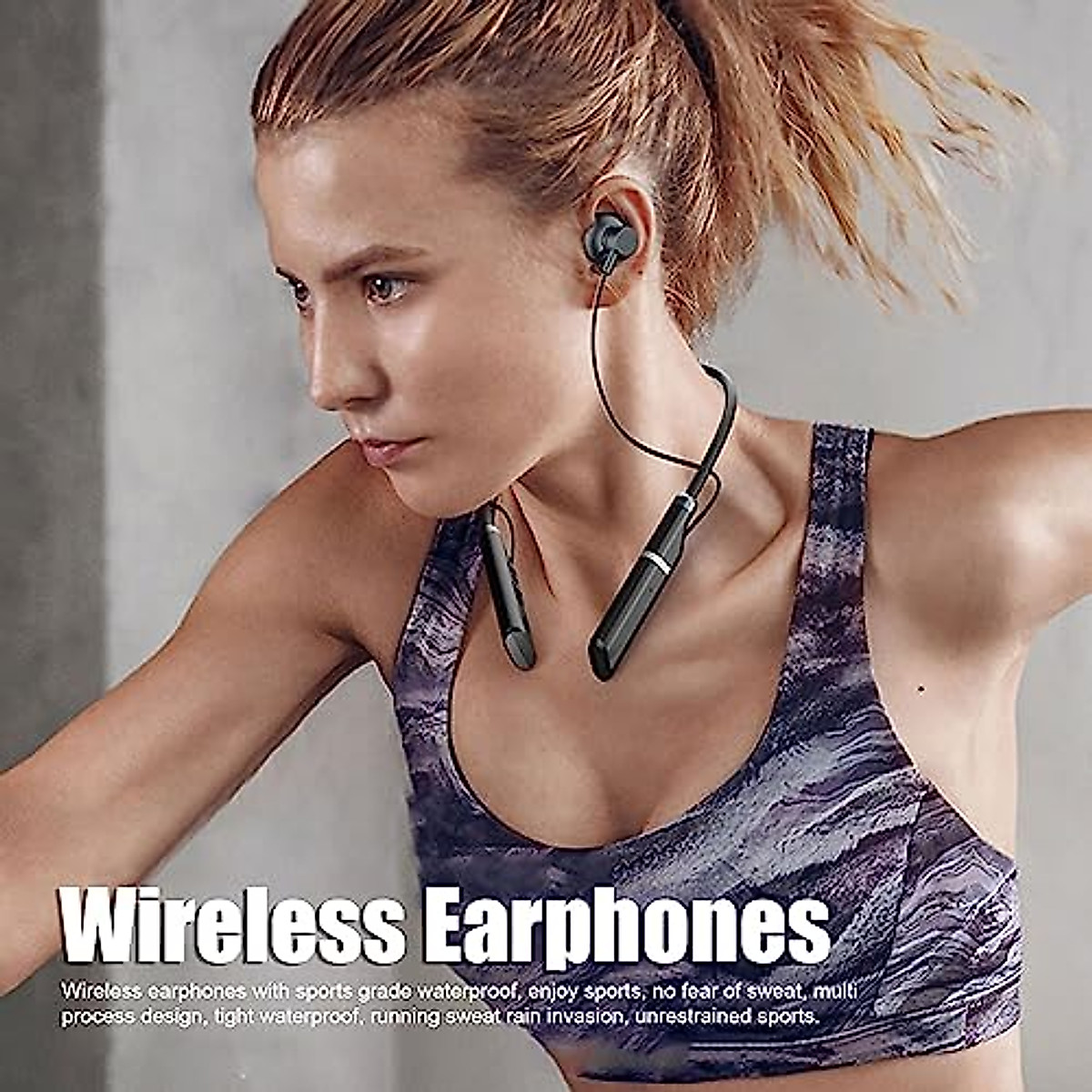 Tangxi Bluetooth5.3 Headphones, Noise Cancelling Strong Bass Stereo Neckband Bluetooth5.3 Headphones, Sweatproof Waterproof Wireless Sports Earbuds for Sports, Music, Conference