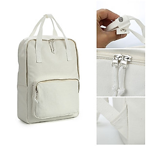 Zicac Unisex DIY Canvas Backpack Daypack Satchel (White 02) (Beige)