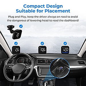 Autopmall Auto Car HUD Heads Up Display KMH & MPH GPS Digital Speedometer with OverSpeed Alarm,Fatigue Driving Warning,Compass Driving Direction,USB Plug & Play for All Vehicle(G4)