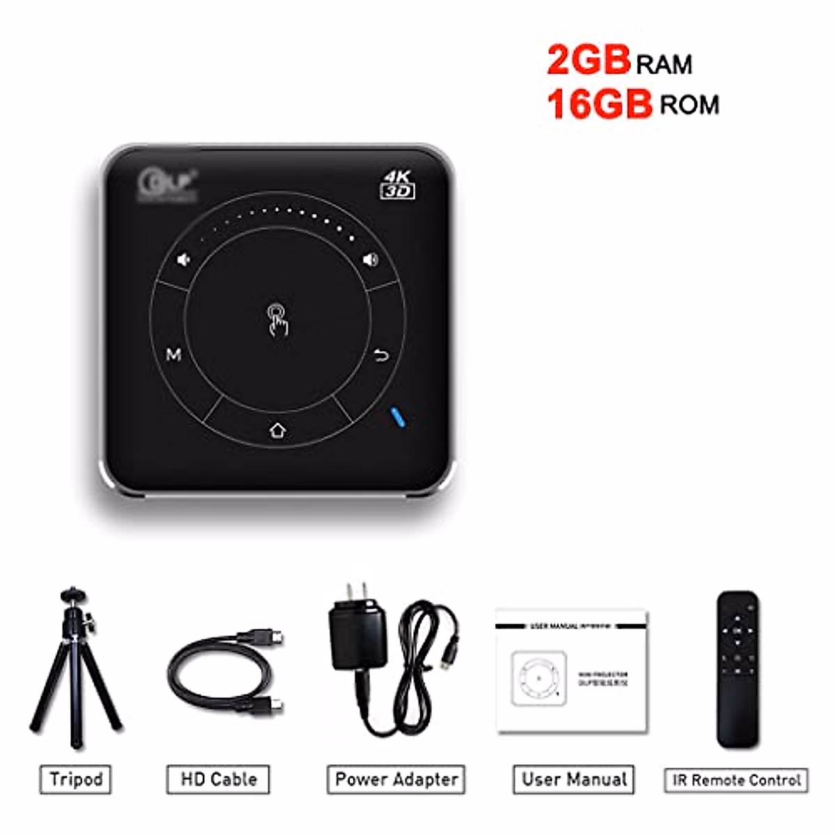 N/A Mini Projector 4K DLP Android 9.0 Support Mini video Beamer Mobile Phone with Battery ( Color : D )