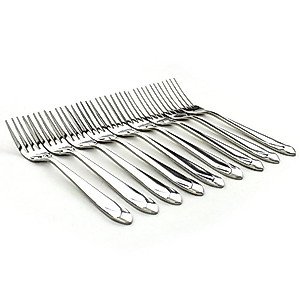 Z ZICOME 8 Piece Stainless Steel Dinner Forks - Heavy Duty and Mirror Polishing Flatware Forks Set - Diamond Theme