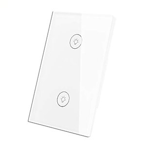 WiFi Smart Wall Touch Light Switch Glass Panel Wireless Remote Control by Mobile APP Anywhere Compatible with Alexa,Timing Function No Hub Required (Wall Switch 2 Gang)