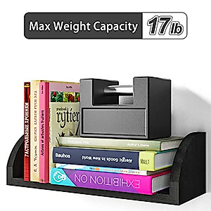 SRIWATANA Floating Shelves Wall Mounted, Solid Wood Shelves Wall Bookshelves Set of 3 for Bedroom, Living Room, Bathroom, Kitchen - Black