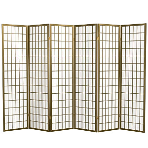 Red Lantern 6 ft. Tall Window Pane-Special Edition-Gold-6 Panels Room Divider