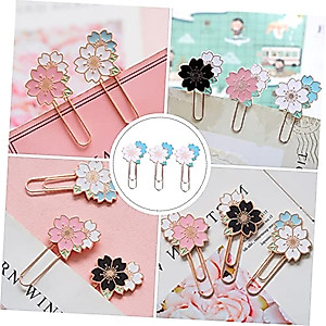 Operitacx 3pcs Cherry Blossom Paper Clip Girl Hair Clips Flower Bookmark Bookmarks for Kids Bulk Antique Bookmark Paper File Clip Holder Reading Bookmark Page Marker Clip Bookmark Clip Metal