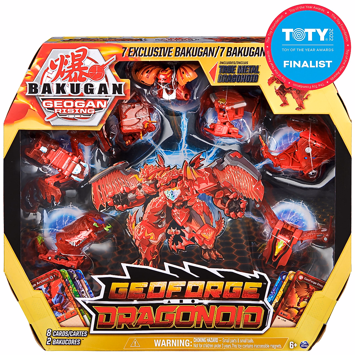Bakugan GeoForge Dragonoid, 7-in-1 Includes Exclusive True Metal Dragonoid and 6 Geogan Collectibles, Kids Toys for Boys