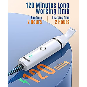 oneisall Dog Clippers with Double Blades,Cordless Small Pet Hair Grooming Trimmer,Low Noise for Trimming Dog's Hair Around Paws, Eyes, Ears, Face, Rump (White)