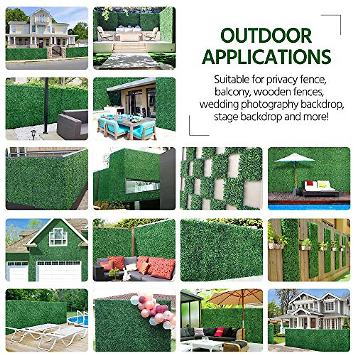 Yaheetech 6Pcs 20 x 20 inch Artificial Boxwood Panels Topiary Hedge Plant UV Protected Privacy Hedge Screen for Garden,Home,Fence,Backyard and Decorations Green