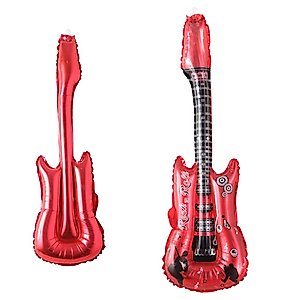 Bell Musical instrument Guitar Foil Balloon Helium Air Balloon Party Supplies Kids inflatable Toys Birthday Ballon Classic Toy (Guitar Red)