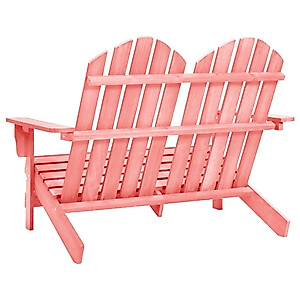 Tidyard 2-Seater Patio Adirondack Chair Solid Wood Fir Pink Outdoor Fire Pit Chair Wooden Garden Armchair for Porch Pool Lawn Deck Backyard Balcony Outdoor