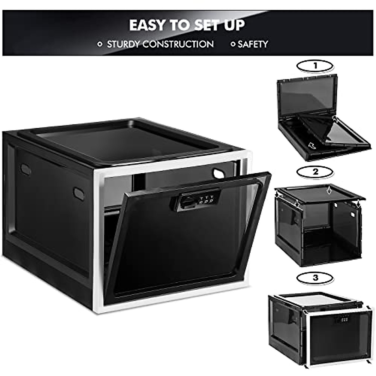 Yalikop Lockable Box Medicine Lock Box for Safe Medication Plastic Clear Lockable Storage Box for Medicine Snacks Food and Home Safety Phone Lockable Storage Bin Refrigerator Locking Container(Black)