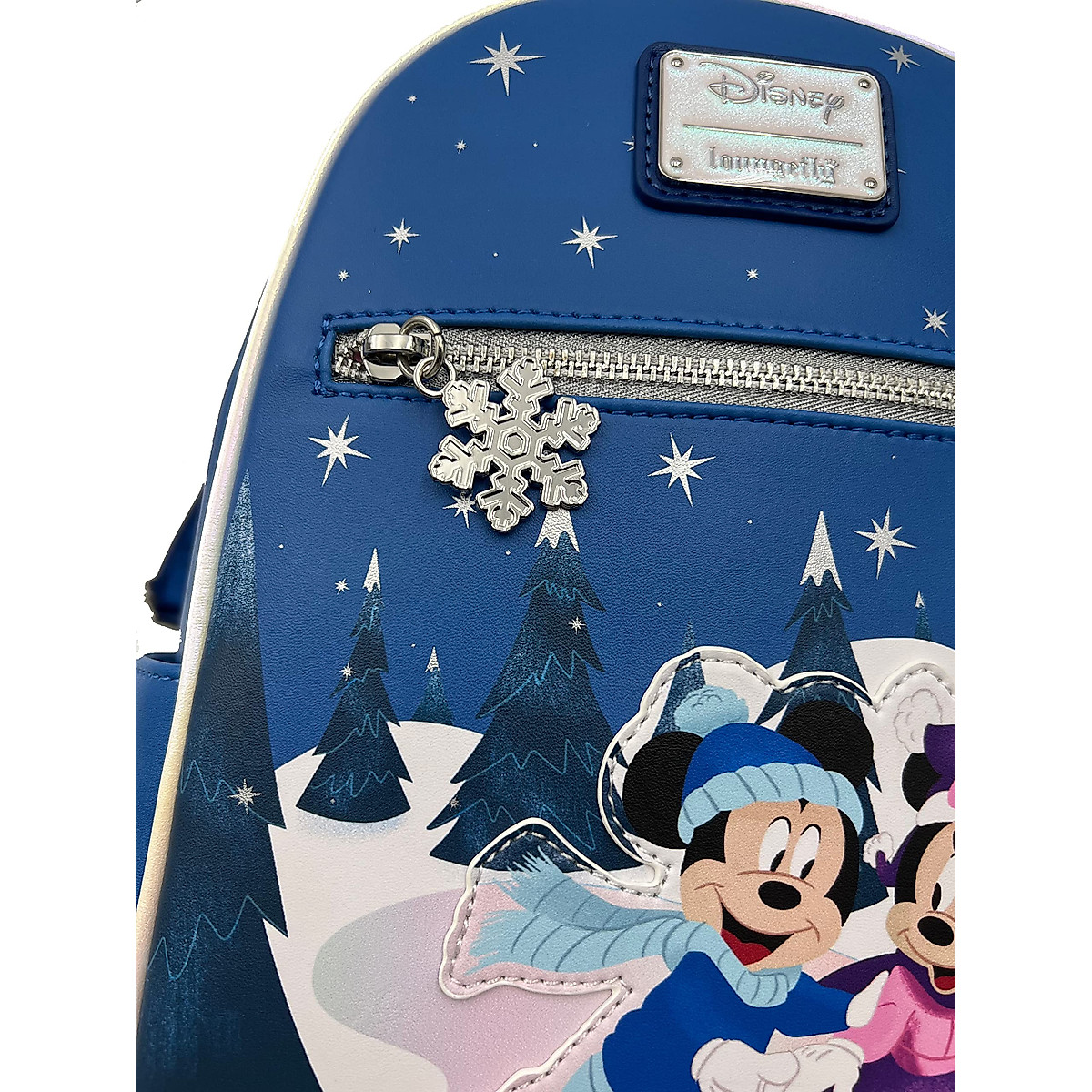 Loungefly Mickey & Minnie Mouse Winter Skating Scene Double Strap Shoulder Bag