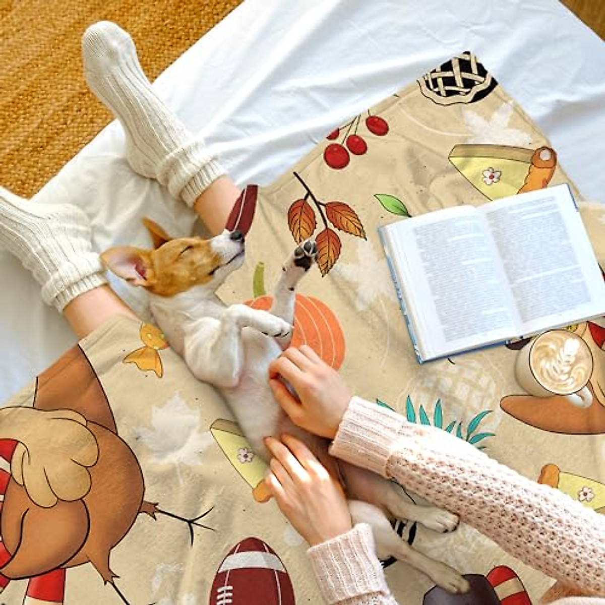 Thanksgiving Blanket Soft Throw Blanket Turkey Cozy Waarm Fleece Blanket Lightweight Bed Blanket for Women Men Kids All Season Blanket Office Home Sofa Travel Blanket 50"x60"