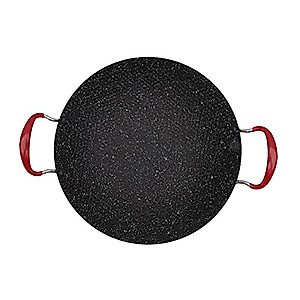 Korean BBQ Grill Pan, Non Stick with Anti Scalding Handle Round Barbecue Gill Plate for Gas Ceramic Stove(30cm)
