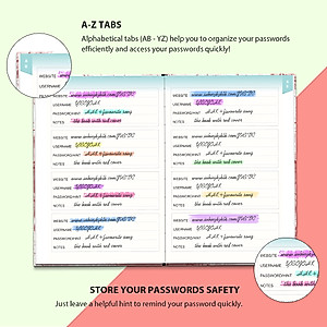 Artake Password Book with Alphabetical Tabs, Password Keeper Internet Address and Password Organizer Logbook, Hardcover Password Notebook, Pocket Address Book for Home Office,160 Pages (4.4" x 6.2")