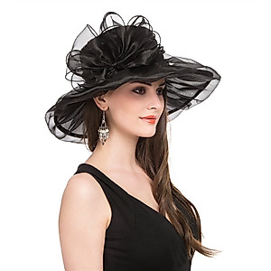 SAFERIN Women's Organza Church Kentucky Derby Fascinator Bridal Tea Party Wedding Hat(GZ-Beige Dot)