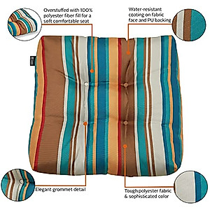 Classic Accessories Water-Resistant Square Patio Seat Cushions, 19 x 19 x 5 Inch, 2 Pack, SanteFe Stripe, Outdoor Seat Cushions