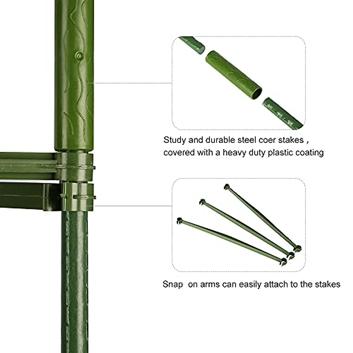 V VONTOX Garden Plant Cage Support Tomato Cage for Vertical Climbing Plants, Vegetables Cages, 3 Pack, Include Garden Ties and Nylon Cable Ties