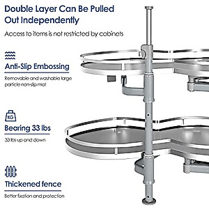 LIVOSA Magic Corner Kitchen Cabinet Pull Out Organizer with 2 Non-slip Tiers Swing Tray and Soft Close for 36" Cabinets, Right Handed Open, Grey
