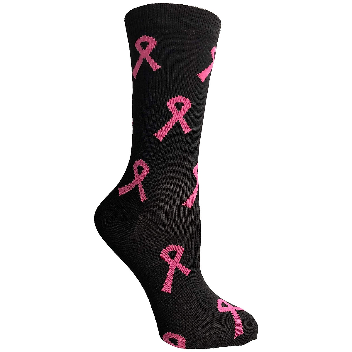 60 Pairs of Pink Ribbon Breast Cancer Awareness Ankle/Crew Socks for Women (Assorted (Crew))