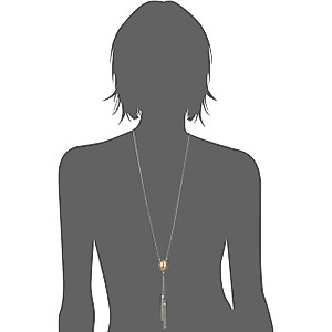 Lucky Brand Two-Tone Hematite-Pavé & Chain Tassel Reversible Lariat Necklace, 33" + 2" extender