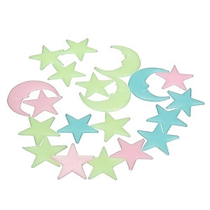 liuqingwind 20Pcs 3D Three-Dimensional Plastic Wall Paste Luminous Glow in The Dark Stars Moon Decals Party Home Decor Wall Stickers