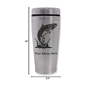 LaserGram 16oz Commuter Mug, Trout Fish, Personalized Engraving Included