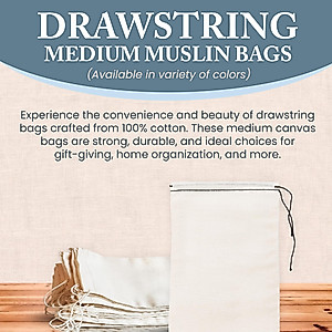 Celestial Gifts Muslin Bags 25pcs 5x7, 100% Cotton Drawstring Bags for Party Favors and Spice Bags - Made in USA (Natural Hem & Drawstring)