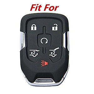 WFMJ Black Silicone Smart Remote 6 Buttons Key Case Cover Holder for 2015 2016 2017 GMC Sierra Yukon XL Chevrolet Tahoe Suburban
