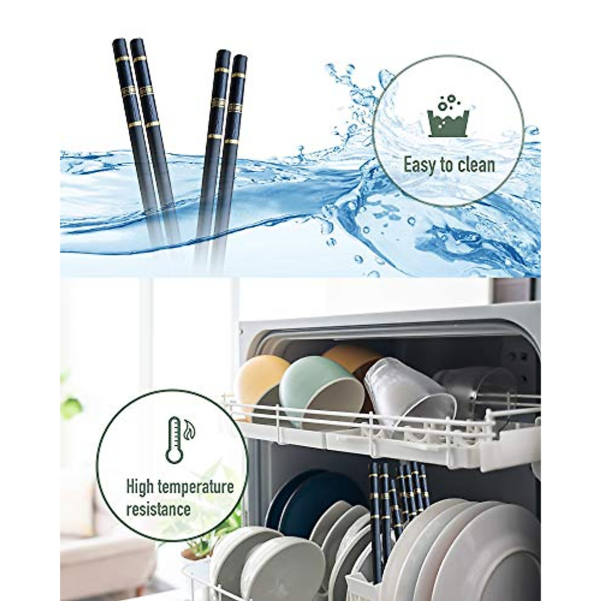 YUNDUOJIA Glass Fiber Chopsticks-Reusable Japanese-style, Chinese-style and Korean-style Chopsticks, Dishwasher-safe, ï¼ˆ2 Pairs Gift Setï¼‰