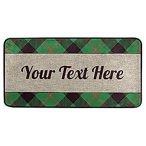 Sinestour Custom Buffalo Kitchen Rugs Non Slip Plaid Kitchen Mats Check Doormat Bathroom Runner Area Rug for Home Decor, Washable, 39 x 20 Inch