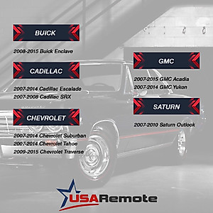 Key Fob Shell fits 2007-2015 Buick Cadillac Chevy GMC Saturn Keyless Entry Remote Case & Button Pad (15913415, OUC60270)