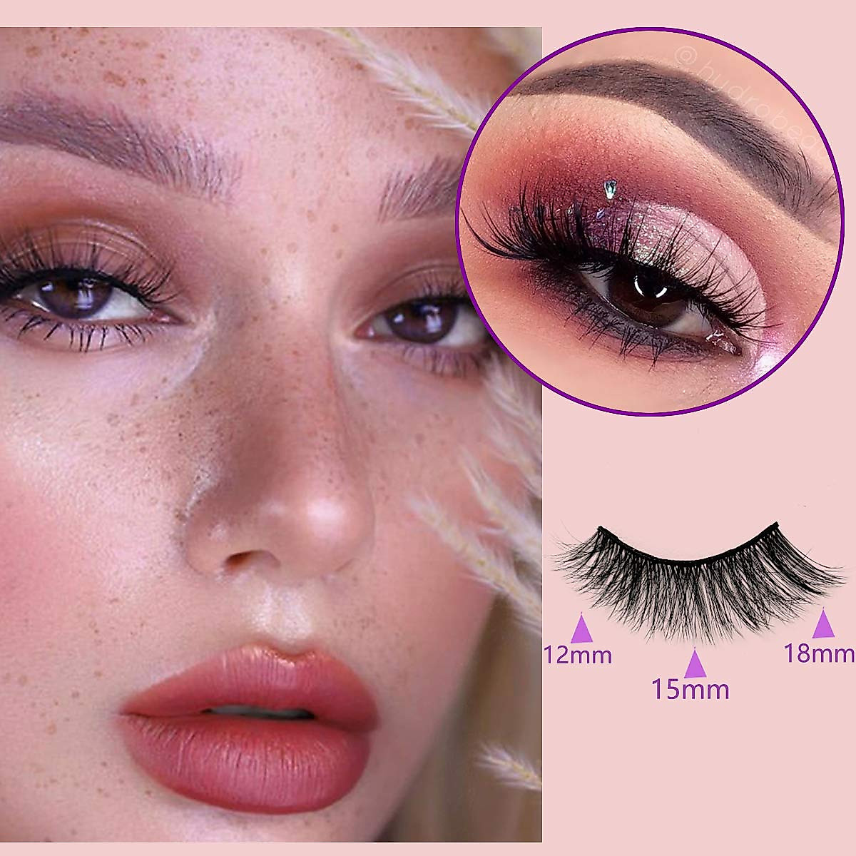 Sikkis Magnetic Eyelashes with Eyeliner - Magnetic Eyelashes Mink Look Kit, Mixed 3D Mink Magnetic Eyelashes Reusable False Lashes with Applicator, No Glue Needed (5-Pairs) (mink look)