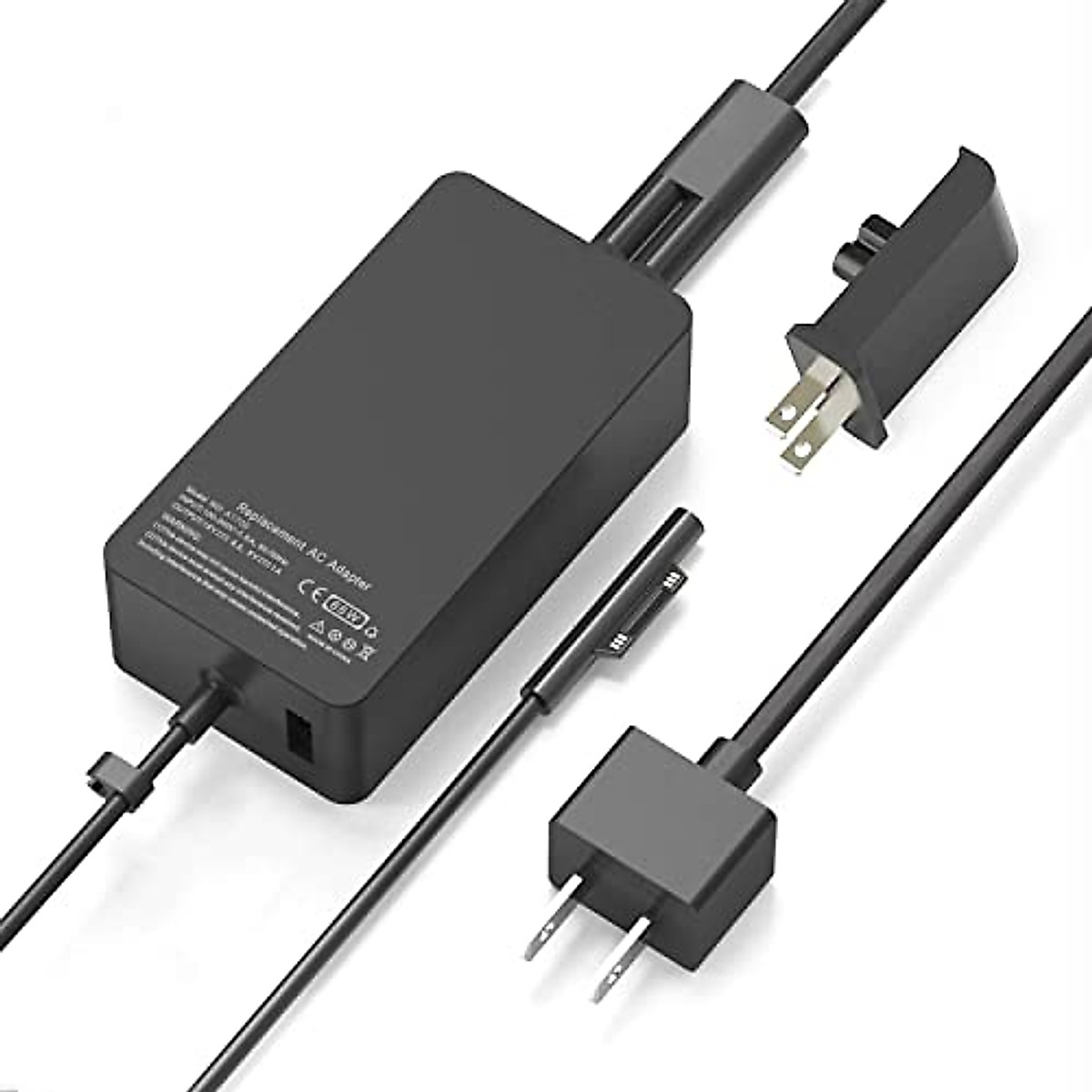Surface Laptop Charger 65W,for Surface Pro 3 Pro 4 Pro 5 Pro 6 Pro 7 Pro X Surface Go 1 2 Surface Laptop 1 2 3 Surface Book with Wall Plug and Power Cord