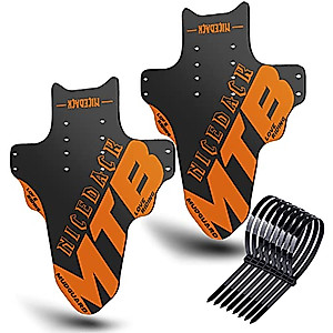 NICEDACK Mudguards Mountain Bike, 2 Pieces Mudguard Fit 20-29 Inch MTB Mudguard Front and Rear Compatible Bicycle Splash Guard (Orange)