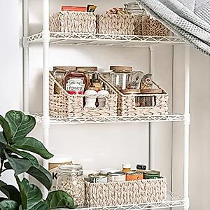 GRANNY SAYS Wicker Basket with Handles, Trapezoid Decorative Woven Baskets, Waterproof Wicker Storage Baskets for Shelves, Wicker Baskets for Organizing, Butter Milk, 2-Pack