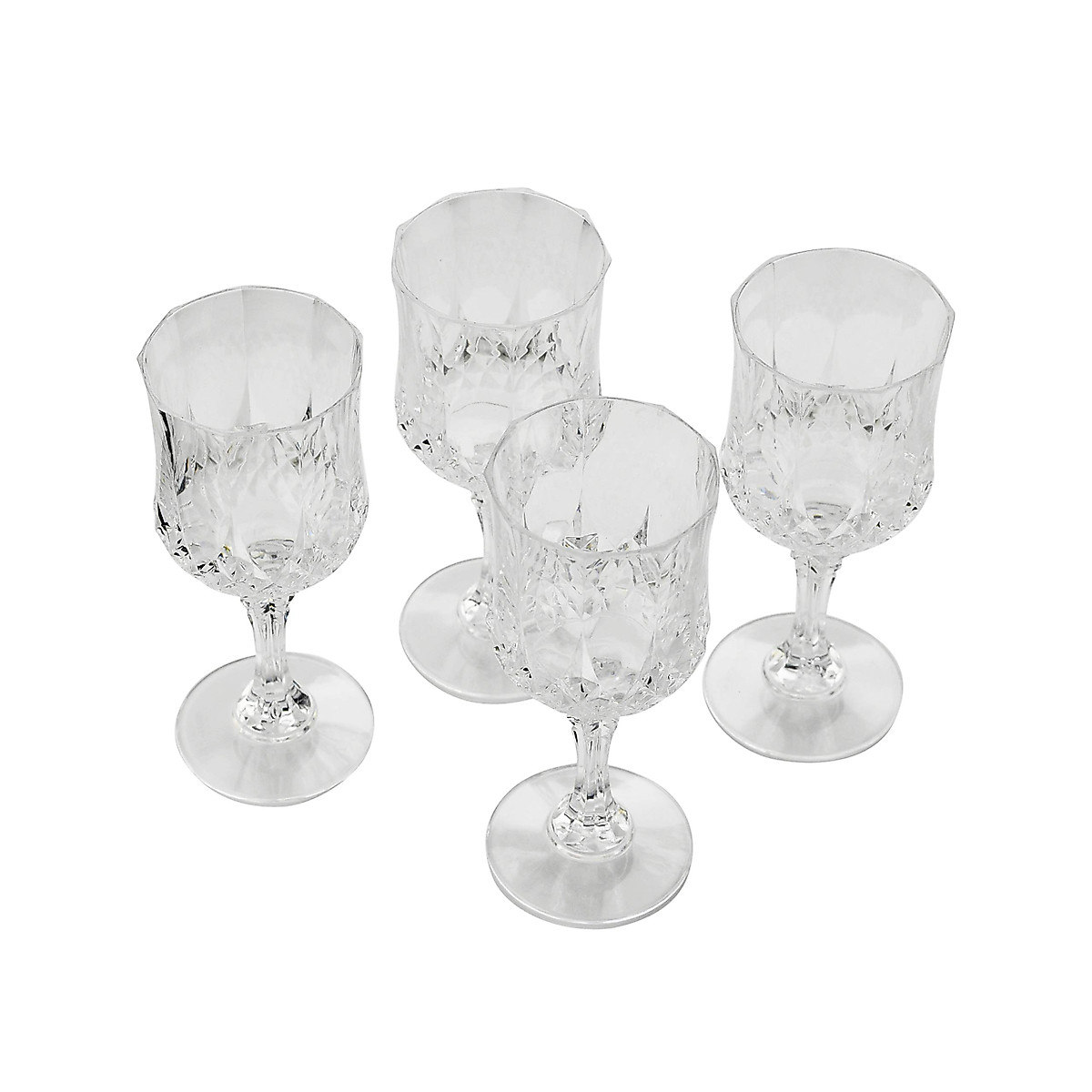 Home-X - Elegant Unbreakable Hard Plastic Crystal Goblets | Ideal For Wine & Champagne | Perfect Stem Glass For Parties, Weddings, Outdoor Events, BBQ and Picnics