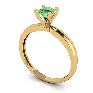 Clara Pucci 0.50 ct Princess Cut Solitaire Green Simulated Diamond Engagement Bridal Promise Anniversary Ring 18K Yellow Gold Size 10